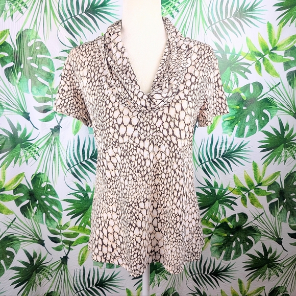 Covington | Tops | Covington Cowl Neck Brown White Animal Pattern ...